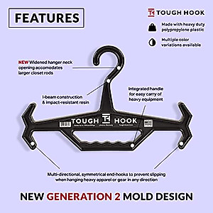 Original Tough Hook Hanger Max Pack Set of 4 | 2 Black and 2 Midnight Black |USA Made | Multi Pack