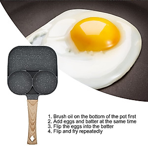 Fdit Fried Egg Pan, Egg Frying Pan with Lid Nonstick 3 Section Divided Grill Pancake Pan Aluminium Alloy Cooker for Breakfast Home Kitchen