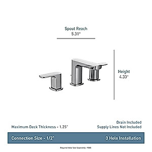 Moen Rizon Matte Black Two-Handle Widespread Bathroom Faucet, Valve Sold Separately, T6920BL