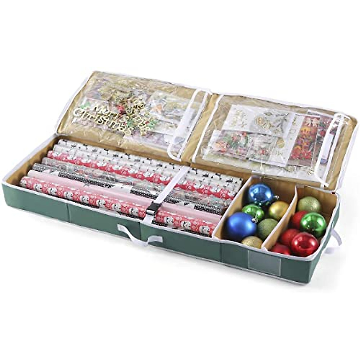 Vencer Holiday 42" Structured Wrap Storage Organizer Under-Bed Storage Container for Holiday Storage of Gift Bags, Green,VHO-029