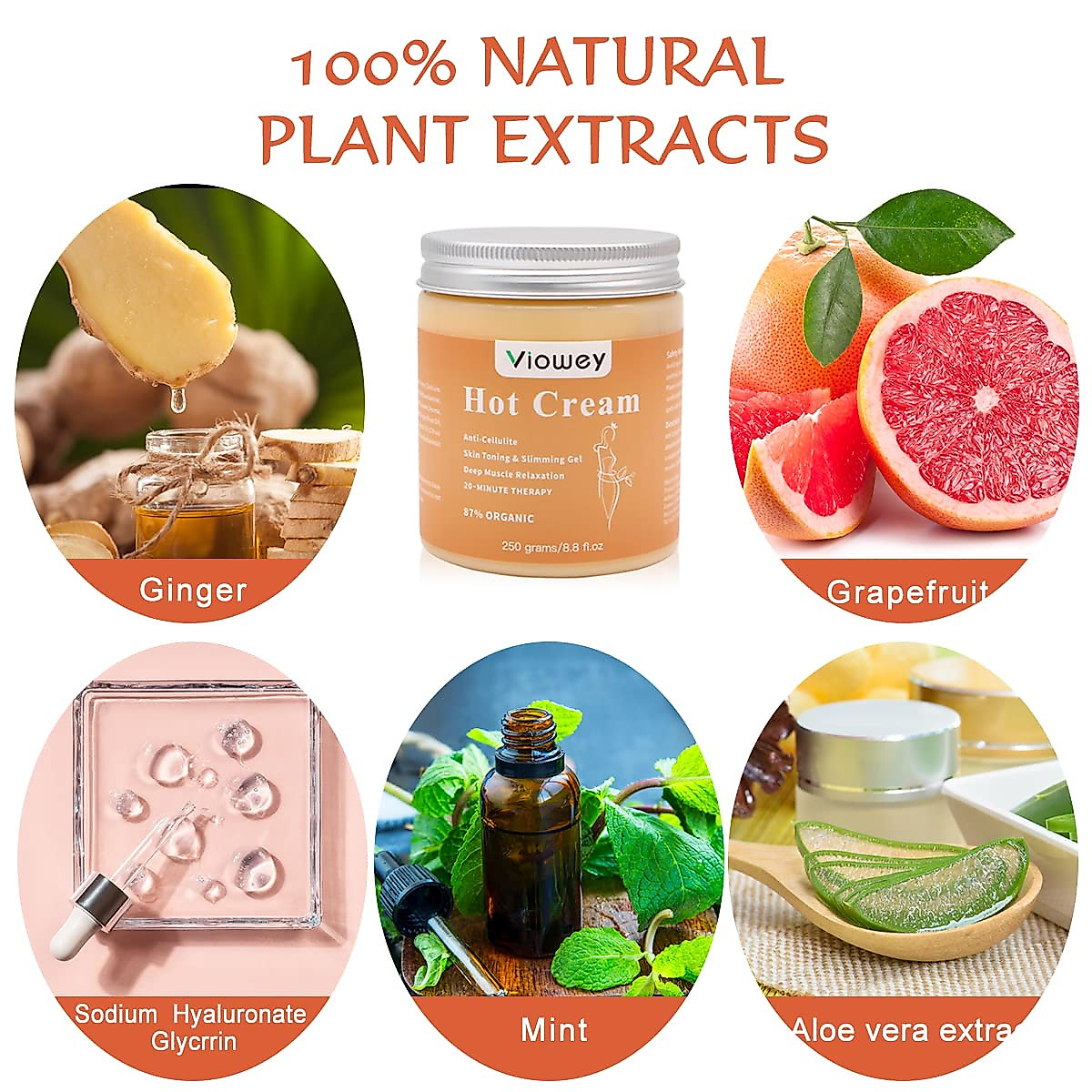 Hot Cream, Fat Burning Cream for Tummy, Abdomen, Belly, Legs, Arms, Buttocks and Waist, 8.8oz