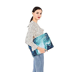 MOSISO Laptop Sleeve Compatible with MacBook Air/Pro, 13-13.3 inch Notebook, Compatible with MacBook Pro 14 inch 2023-2021 A2779 M2 A2442 M1, Polyester Vertical Creative Wave Marble Bag with Pocket