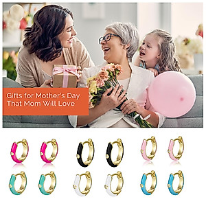 Enamel Hoop Earrings Sets, 18K Gold Plated Small Colorful Hoop Earrings, 6 Pairs Preppy Colored Gold Huggie Hoop Earrings, Cute & Atheistics Earrings Suitable for Women