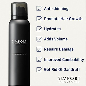 SIMFORT Carbonic Acid Shampoo 5.3oz & Conditioner 4.2oz Set for Men & Women, Fuller Thicker Stronger Hair Growth and Volumizing, Natural Ingredients, NO Paraben/Sodium/Sulfate (Set of 3)