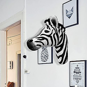 WOKI Jungle Zebra Stuffed Animal Heads for Wall Nursery Room Mount Charmers Fantasy Wall Decoration Hanging Girls Children Room