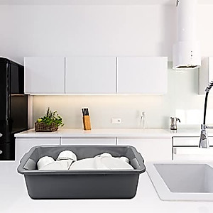 Gloreen 4 Packs Large Bus Tub Tote Box, 35 L, Gray Dish Pan Basin