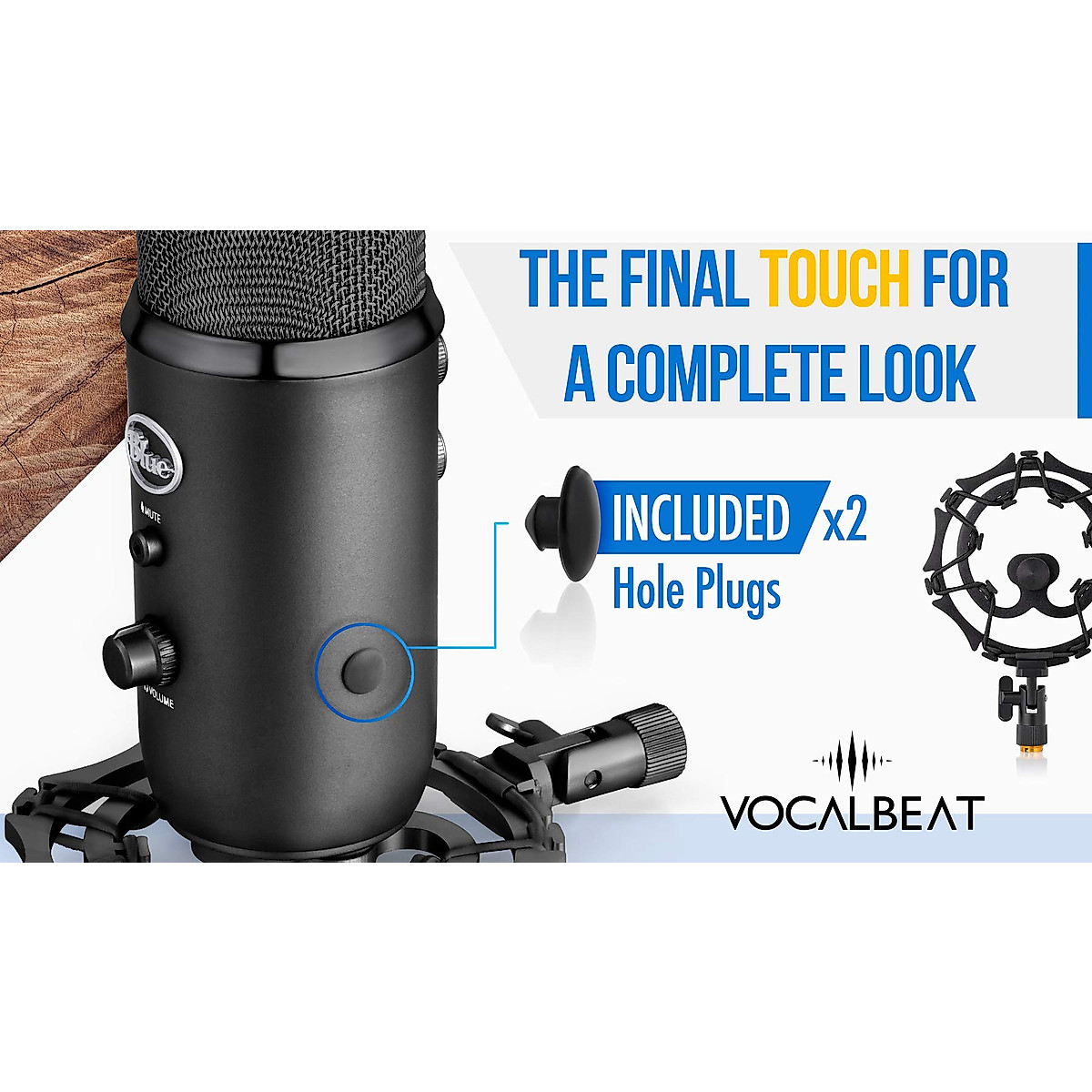 Vocalbeat Blue Yeti Microphone Shock Mount Mic Holder - Blue Yeti Shock Mount for Anti Vibrations from Quality Aluminum Material - Shockmount Accessories Compatible with Blue Yeti Boom Arm Mic Stand