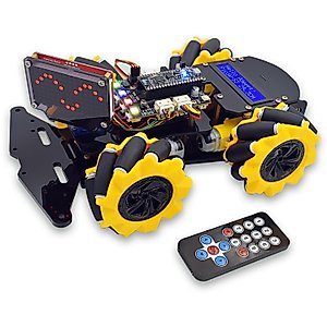 Adeept 4WD Robot Kit Omni-directional Mecanum Wheels Car for ESP32-S3 Banana Pi PicoW-S3 DIY STEM Remote Educational Robotic with LCD1602 Display, Python Code PDF Tutorials for Adult Kids Gift