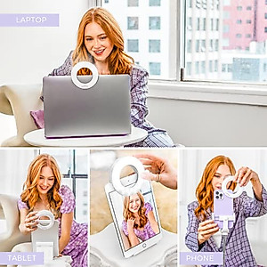 LITTIL Selfie One - Selfie Ring Light for Phone Rechargeable Cell Phone Ring Light Clip On for iPhone, Android, and Laptop Camera | 3 Adjustable Light Modes | Beauty and Influencer