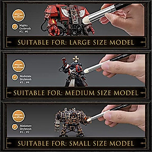 Dry Brush Miniature Painting Drybrush Set - 6PC Golden Maple Professional Modellers Miniature Paint Brushes for Warhammer 40k, DND Miniatures, Citadel, Scale Model, Enamel & Fantasy Figurines Painting