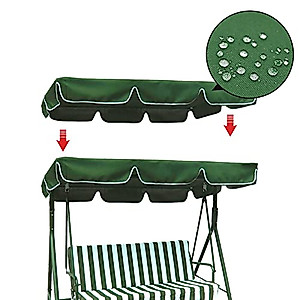 MSRRY Swing Canopy Replacement Porch Top Cover Seat 2-3 Seater Waterproof Top Cover for Outdoor Garden Patio Yard, Green (Size:142 * 120 * 15cm)