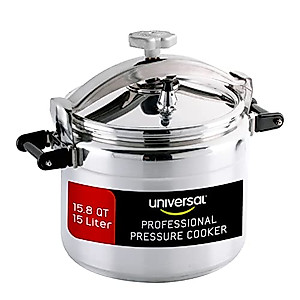 Universal 15.8 Quart / 15 Liter Professional Pressure Cooker, Sturdy, Heavy-Duty Aluminum Construction with Multiple Safety Systems, Commercial Canner Ideal for Industry usages such as Restaurants, Hotels, and Businesses with Large Kitchens