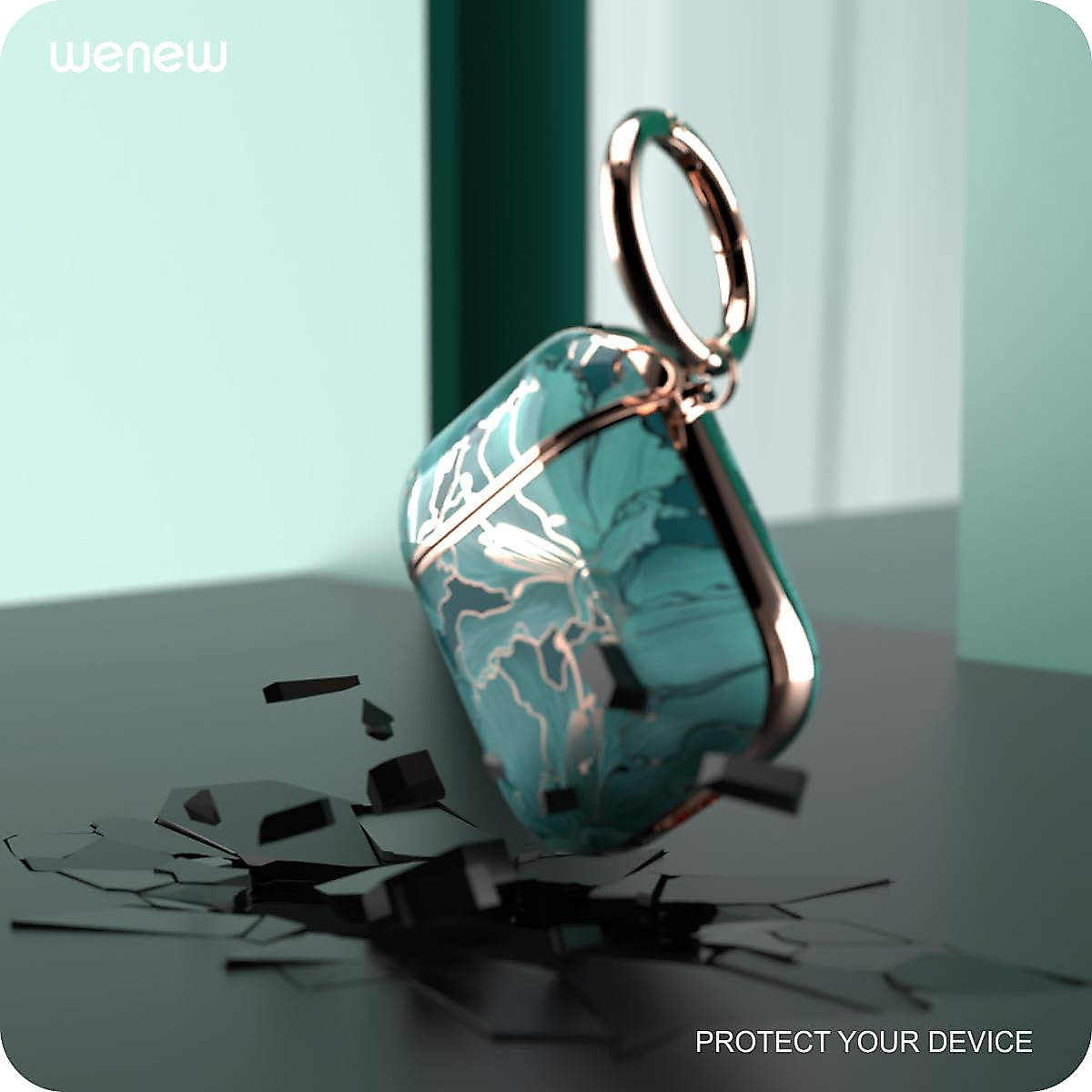 wenew for AirPod Case AirPods 1st & 2nd Generation Hard Case Cover with Keychain for Women Men (Lily)