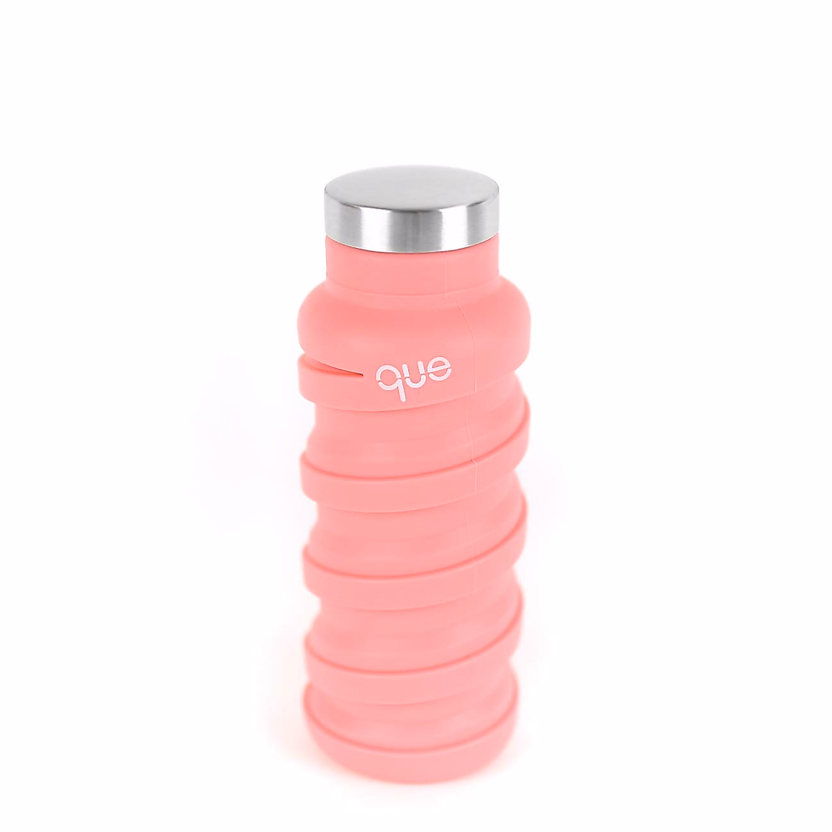 que Bottle | Designed for Travel and Outdoor. Collapsible Water Bottle - Food-Grade Silicone/BPA Free/Lightweight/Eco-Friendly - 12oz (Coral Pink)