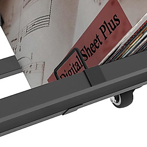 Simoretus 3 Tier Vinyl Record Storage Rack, Mobile Black Metal LP Storage Display Stand with Casters, Large Capacity Record Holder for Albums, Books, Magazines, and Office Files