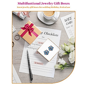 MESHA Cardboard Jewelry Gift Boxes For Shipping, Small Gift Box wtih Lids For Necklace Ring Bracelet Earring with Cotton Filled and Lids,Jewelry Box Bulk Brown 3.5x3.5x1 Inch 20 Pieces