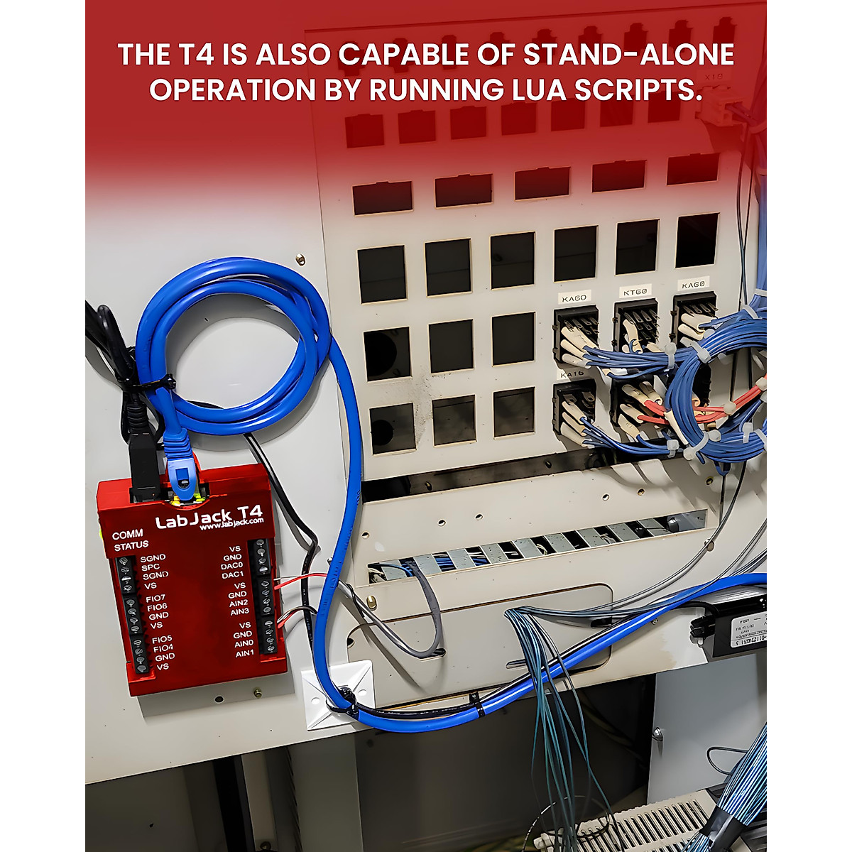 T4-USB Data Logger or Ethernet Multifunction DAQ Device with up to 12 Analog inputs or 16 Digital I/O, 2 Analog outputs (10-bit), and Multiple Digital counters/timers.