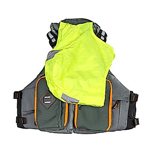 Wilderness Systems Fisher Kayaking Life Jacket | Easy Access Zippered Pockets Zippered Pockets | USCG Approved PFD - UL Type 5 Paddle Sports Life Vest | Large/X-Large, Gray (8070135)