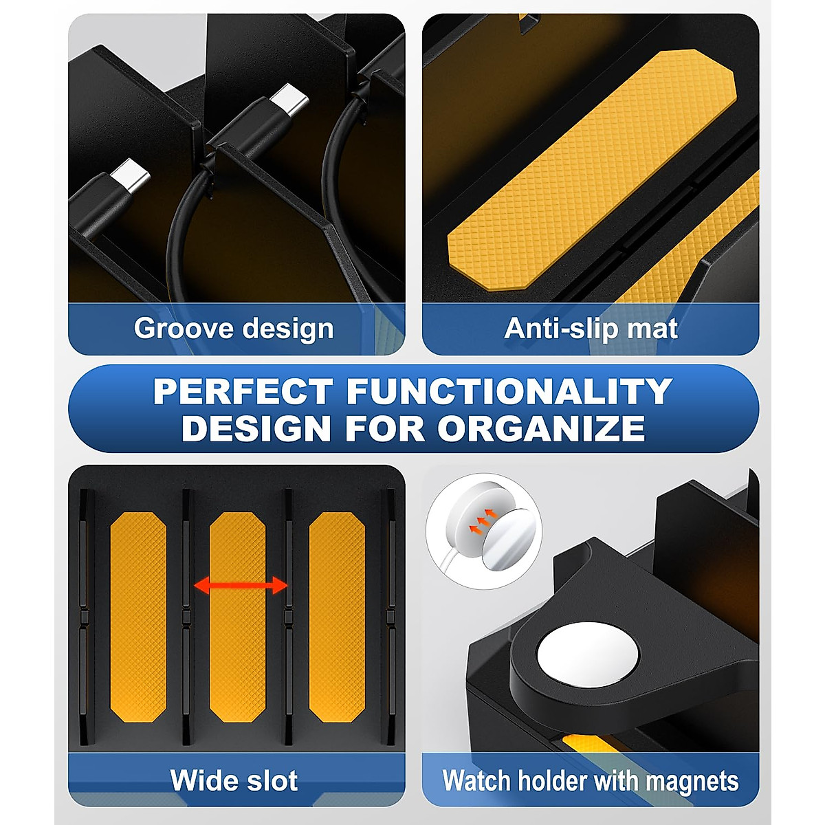 Charging Station for Multiple Devices, Honcila 6 in 1 Multi Charger Station Charging Dock for Cellphone Tablet iPhone iPad and More - 50W Charging Station Organizer with 6 Mixed Charging Cables