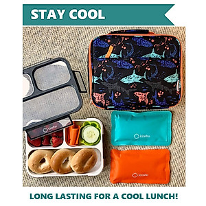 kinsho Ice Pack for Kids Lunch Box, Bag and Bento Boxes, 4 Pack Set, Reusable and Refreezable Soft Slim Pouches for Travel, School, Work or Camping, Long Lasting Cold, Flexible | Aqua Orange…