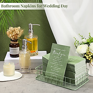 100 Plain Thank You Wedding Napkins Cocktail Beverage Napkins Newlyweds to Family Friends Guests 3 Ply Facial Tissues Napkins Pack Wedding Shower Engagement Rehearsal Dinner Party Supply (Sage Green)