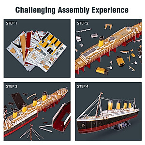 CubicFun 3D Puzzles for Adults - LED Titanic 35'' Large Ship - New Home Desk Decor - House Warming, Wedding, Anniversary, Valentines Day Teacher Gifts for Him Her Stocking Stuffers for Adults