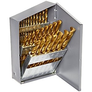 Chicago Latrobe 69870 2550 Series Cobalt Steel Jobber Length Drill Bit Set With Metal Case, TiN Coated, 135 Degree Split Point, Inch, 29-piece, 1/16" - 1/2" in 1/64" increments