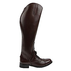 Hispar Women Ladies GRANDUER Pull On Leather English Field Boots Horse Back Riding Equestrian - Brown 7 WIDE CALF