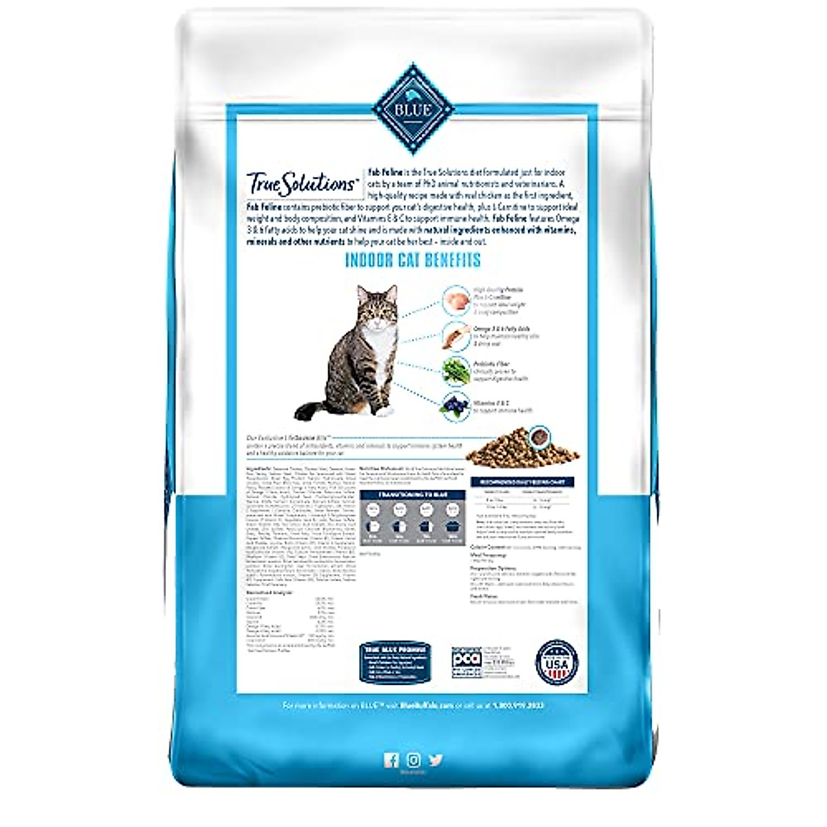 Blue Buffalo True Solutions Fab Feline Natural Indoor Adult Dry Cat Food, Chicken 11-lb