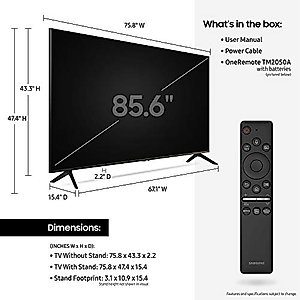 SAMSUNG 86-Inch Class Crystal 4K UHD LED TU9010 Series HDR, AMD FreeSync, Borderless Design, Multi View Screen, Smart TV with Alexa Built-In (UN86TU9010FXZA, 2021 Model)