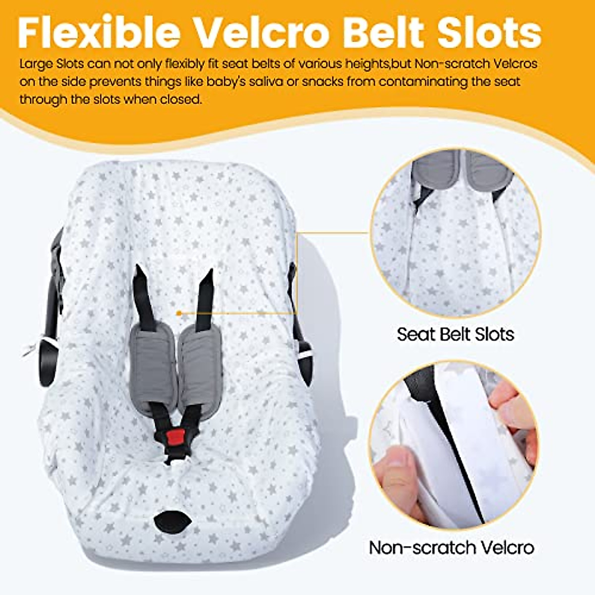 Orzbow Carseat Cover Liner Universal, 100% Cotton Carseat Cover Breathable Prevent Wear & Dirt Suitable Carseat (0-12m）