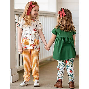 Arshiner Little Girls Outfits Floral Hi-Lo Tops+Pants Sets Short SLeeve 2pcs Pants Sets with Pockets
