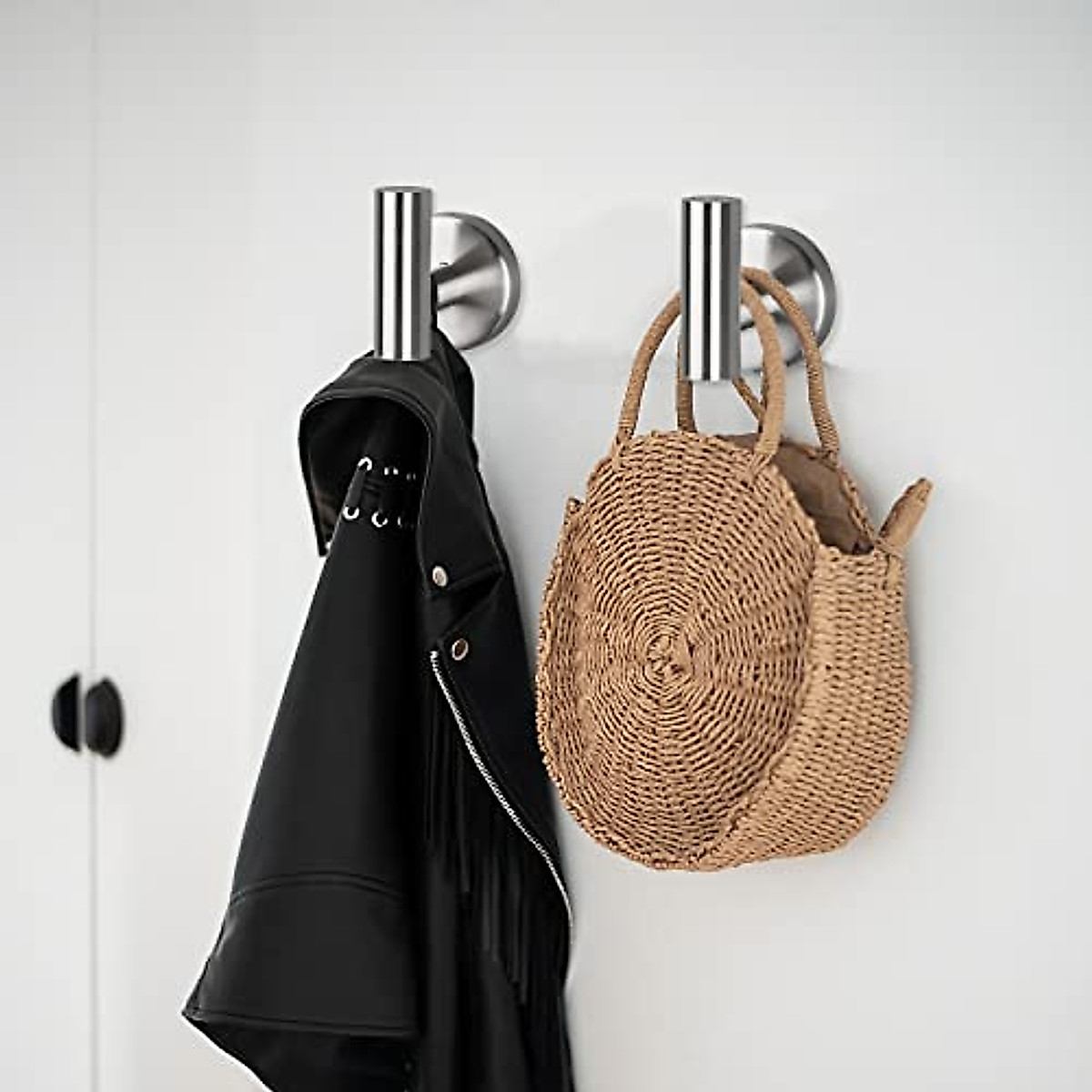 ALLOY+ Bath Towel Hooks Bathroom Coat Hook Robe Hook 4 Pieces Towel Hooks Stainless Steel Wall-Mount Heavy Duty Door Hanger for Bathroom Bedroom Kitchen Hotel Cabinet