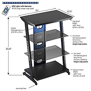 Atlantic Dardashti 4-Tier Gaming Shelf Console Storage, Modern Display Shelving Unit for Gaming Desk Setup Workstation - Midight Black