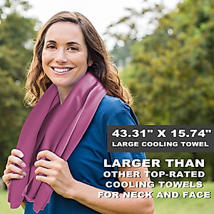 Meiyante Cooling Towel for Neck and Face 43.3" x 15.7" Cooling Towel for Hot Weather Quick Dry Workout Sweat Towel for Gym Soft Breathable Microfiber Towel Fitness Workout Camping Yoga Work Rose Pink