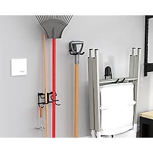 ClosetMaid MaxLoad 3-Pack Garage Hooks & Hangers Wall Mount Heavy Duty Storage for Long Handle Tools, Cords, Hoses, Shovels, Rakes, Brooms, Black