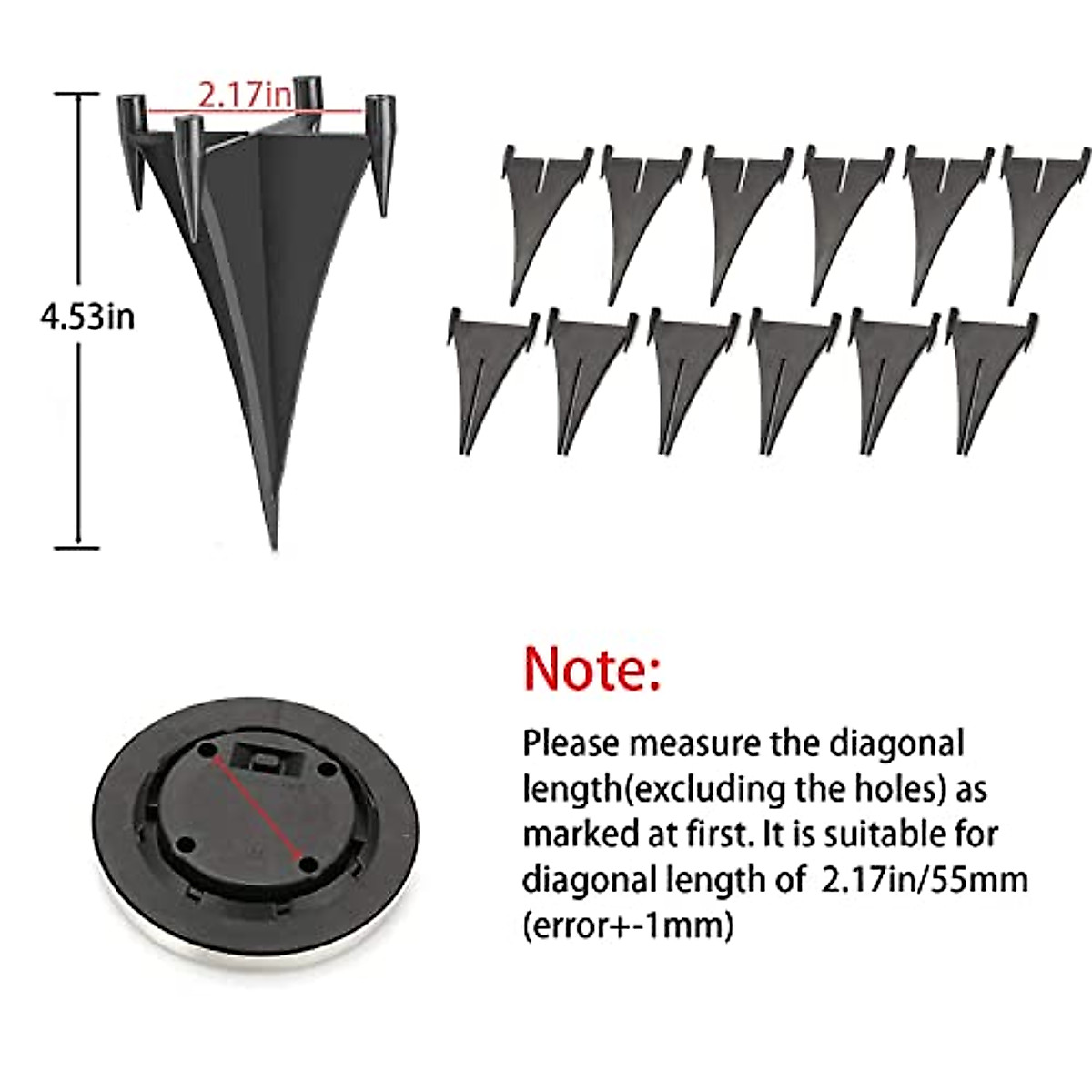 Replacement Stakes for Solar Ground Light, 6 Set Reinforced Plastic Ground Spikes, Replacement Parts for Solar Pathway Disk Light and Garden Glass Ball Outdoor