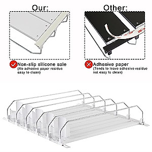 Soda Can Dispenser for Refrigerator, Width Adjustable Self-Pushin Soda Can Organizer, Beer Pop Can Water Bottle Storage for Fridge, Pantry, Kitchen (5 Rows, White)