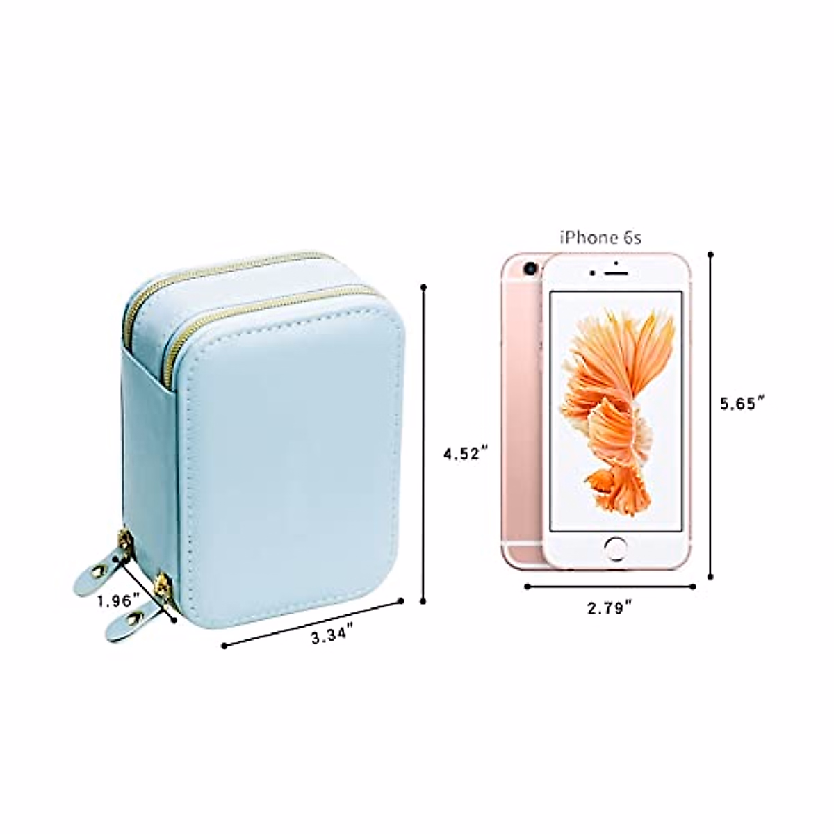 ASLIDECOR Travel Jewelry Case with Mirror,Double Zipper Bulk Travel Jewelry Box, 2 Layer Jewelry Travel Casex for Necklaces,Rings,Bracelets(BLUE)