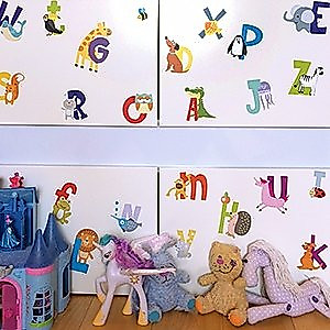 ABC Stickers Alphabet Decals - Animal Alphabet Wall Decals - Classroom Wall Decals - ABC Wall Decals - Wall Letters Stickers - Wall Stickers for Kids ABC Letters - [Gift Included]!