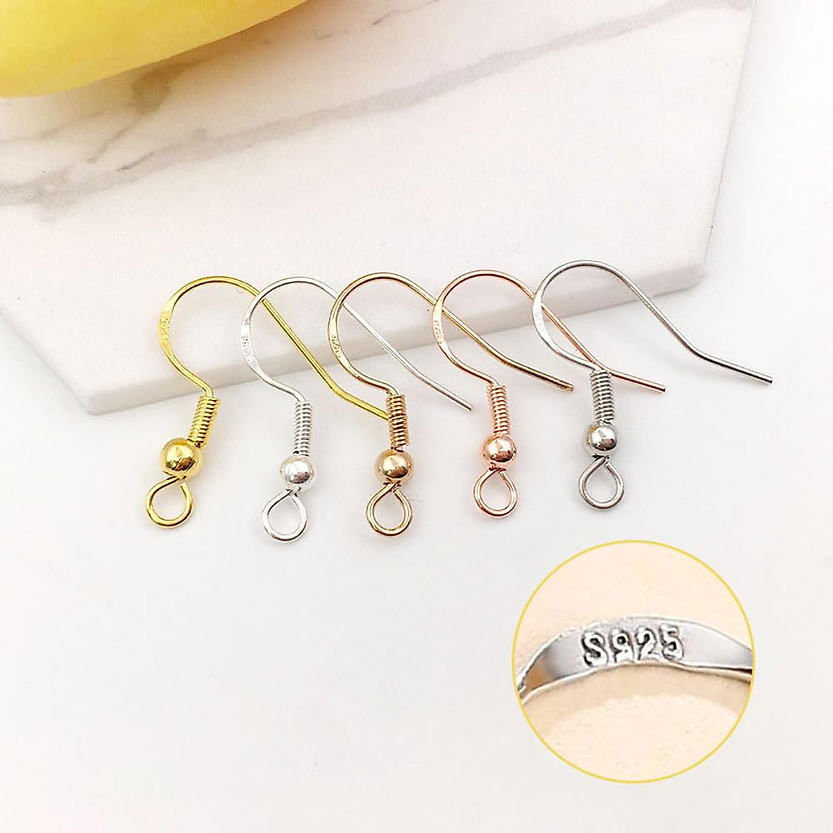 GSHLLO 100 Pcs Gold Earring Hooks Ear Wire Hooks Earring Fish Hook Connector Jewelry Earring Parts DIY Earring Findings Components