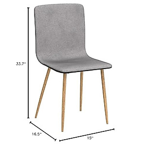 FurnitureR Scandinavian Dining Chairs Set of 4,Side Chairs with Comfy Fabric Cushion PU Back and Sturdy Oak Legs, Accent Chairs for Kitchen Living Dining Room Waiting Room,Grey