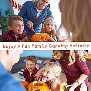 Haromala Halloween Pumpkin Carving Kit, Professional Stainless Steel Pumpkin Carving Tools Kit with Storage bag and luminous Tattoos, Carve Sculpt Jack-O-Lanterns for Decorations DIY