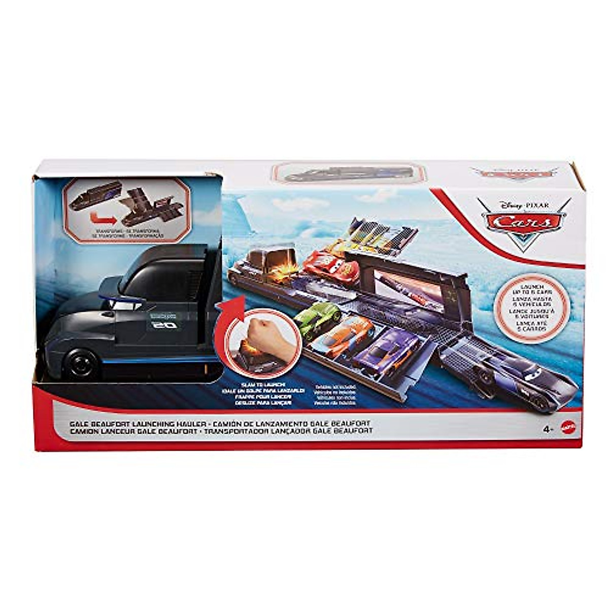 Disney Pixar Cars Jackson Storm Launching Hauler, Miniature Racecar Carrier Toys For Racing Play, Small, Portable, Collectible Automobile Toys Based on Cars Movies, Toys for Kids Age 3 and Up
