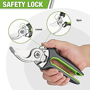 WORKPRO Garden Bypass Pruning Shears, 8.5" Garden Pruning Scissors with CRV Integral Forged Blades, Garden Clippers Hand Tools for Cutting and Trimming Bonsai, Branch, Herb, Rose, Flower