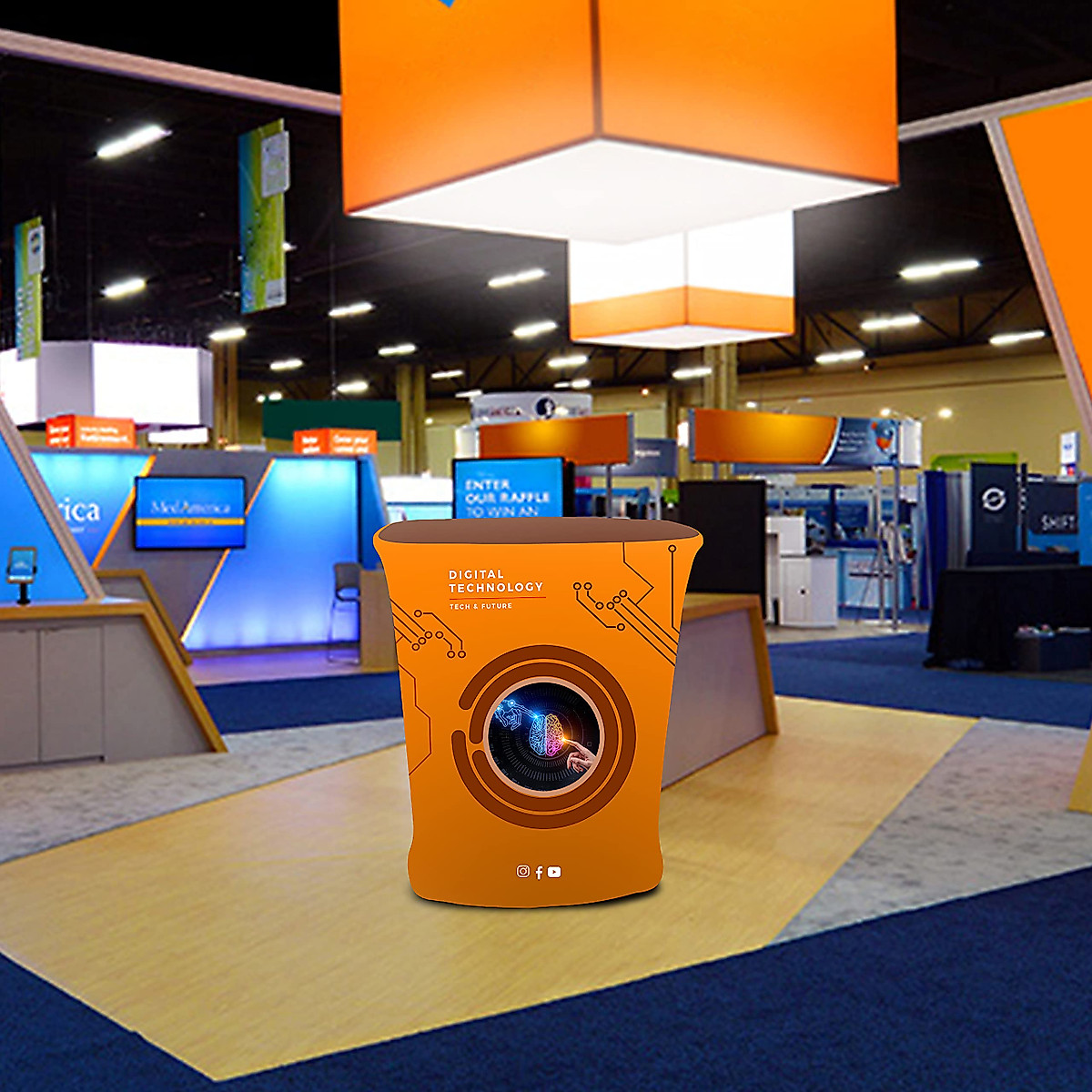 BannerBuzz, Fabric Pop Up Square Booth, Graphic with Hardware, 240 GSM, Tension Fabric, 32 mm Tube Diameter, 1440 DPI Dye-Sublimation Printing, Ideal for Trade Show, Exhibition (82.7” W X 39” H)