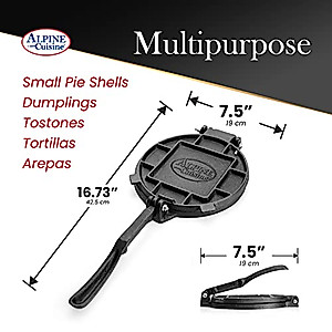 Alpine Cuisine Professional Cast Iron Tortilla Press, 7" Tortilla Maker, Comfortable Handles Allows Perfect Pressure, Heavy Duty Quesadilla Maker - Pataconera for Corn or Flour Tortilla