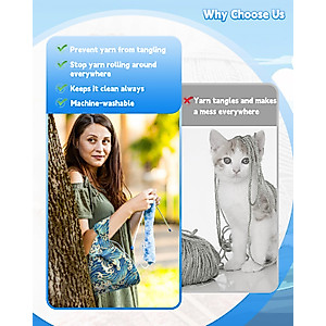 Coopay Knitting Bags and Totes for Women, Yarn Bags for Crocheting On The Go, Crochet Travel Bag for Crochet Supplies, Yarn Storage Bag Crochet Project Bags - Stamped Wave Blue