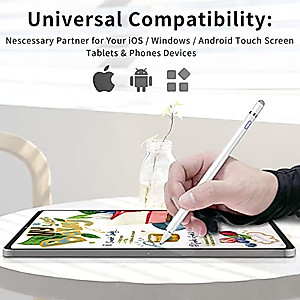 Active Stylus Digital Pen for Touch Screens, Rechargeable 1.5mm Fine Point Stylus Smart Pencil Compatible with iPhone/iPad Pro/Mini/Air/Android and Most Tablet with Glove
