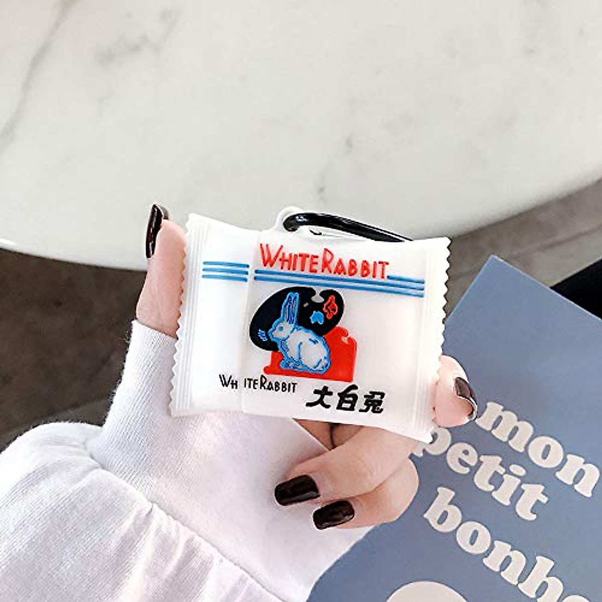 ICI-Rencontrer 3D Cute Fun Rabbit Pattern Candy Design Airpods Pro Case Creative Sweet Wireless Charging Headset Accessories Soft Silicone Anti-scratch Protector With Hook